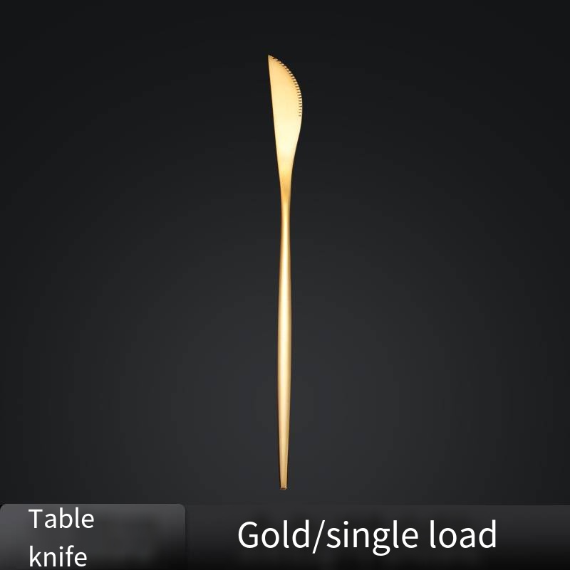 (COD)Gold Plated Stainless Steel Spoons, knives, forks Thick Set With ...