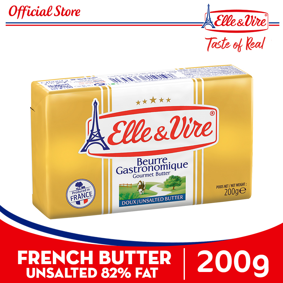 ELLE & VIRE FRENCH BUTTER UNSALTED 82% FAT 200G | Lazada PH
