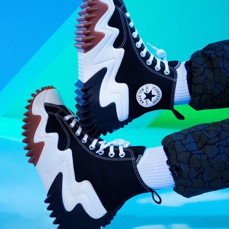 Converse Run Star Motion Wavy Thick Soled Raised Canvas Shoe worn by ...