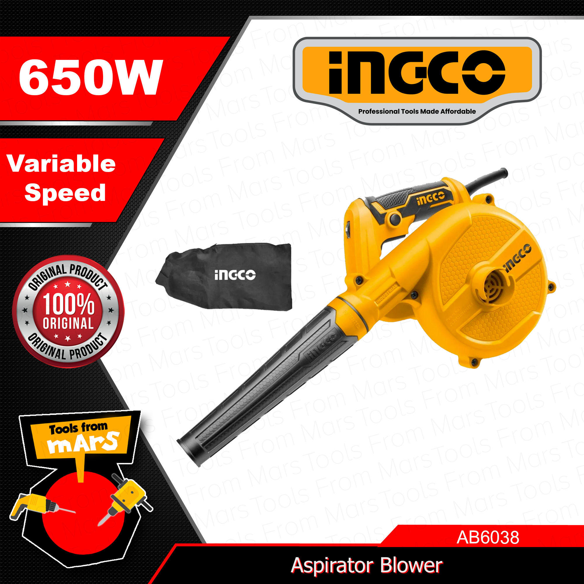 Ingco 600W/650W Industrial Electric Aspirator Blower with Variable ...