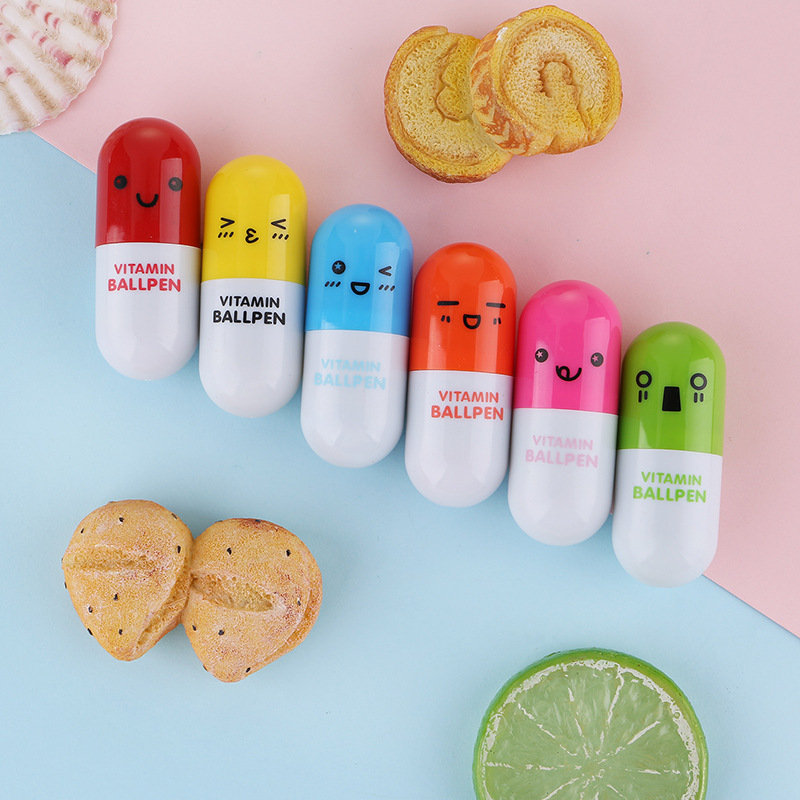 Mini Cute Emoji Pill Ballpen Creative Ballpoint Pen Retractable Pen ...