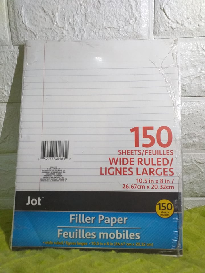 Jot Filler paper 150 sheets wide ruled 10.5x8 | Lazada PH