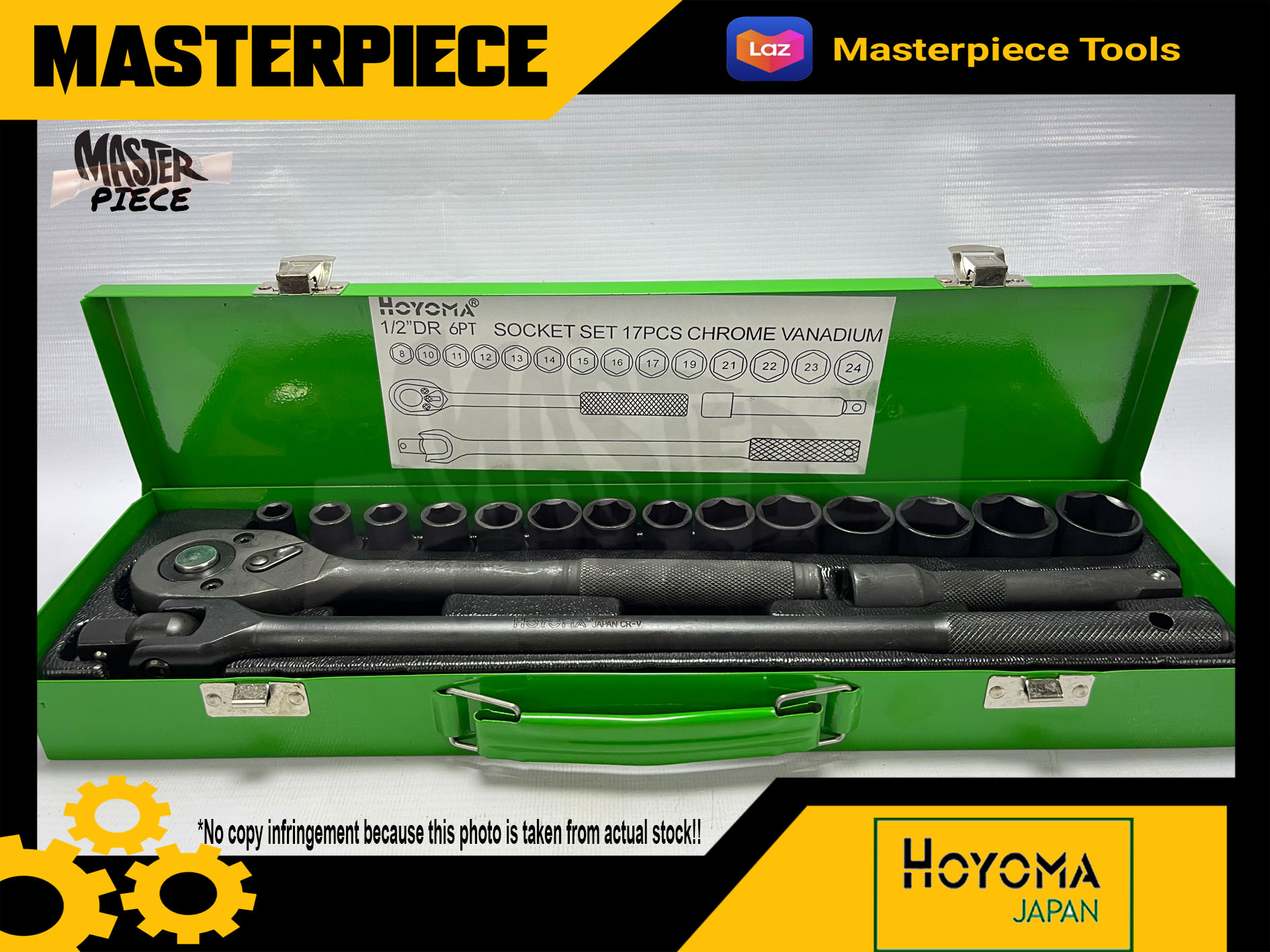Masterpiece ORIGINAL HOYOMA JAPAN SOCKET WRENCH Set 8mm to 24 mm 1/2DR ...