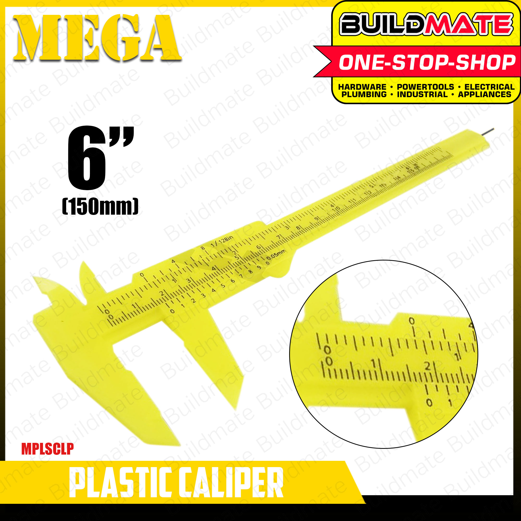 MEGA Plastic Caliper 6" Inch Micrometer Vernier Caliper Sliding Gauge ...