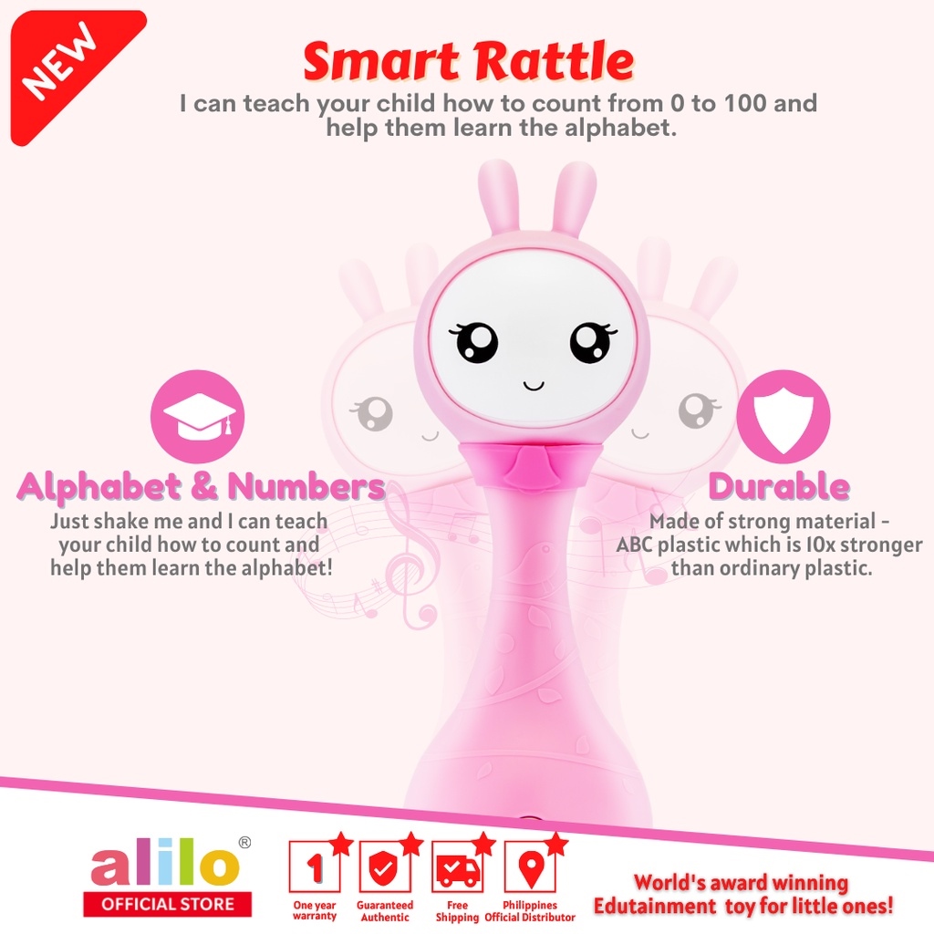 Alilo Yoyo Shake and Tell Rattle v2 Learn ABC and Count 123 Pink | Lazada PH