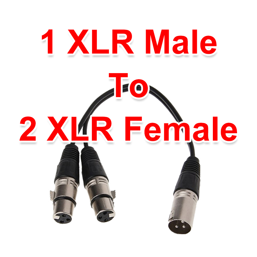 1Ft Microphone Connector Wire 3Pin XLR Female Jack to Dual 2 Male Plug ...