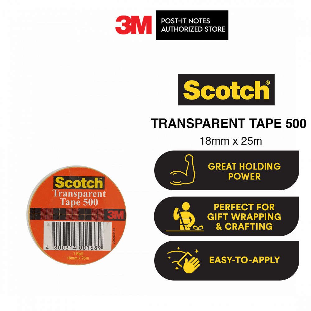 3M Scotch® Transparent Tape 500, 18mm x 25m [MS5001825] | Lazada PH
