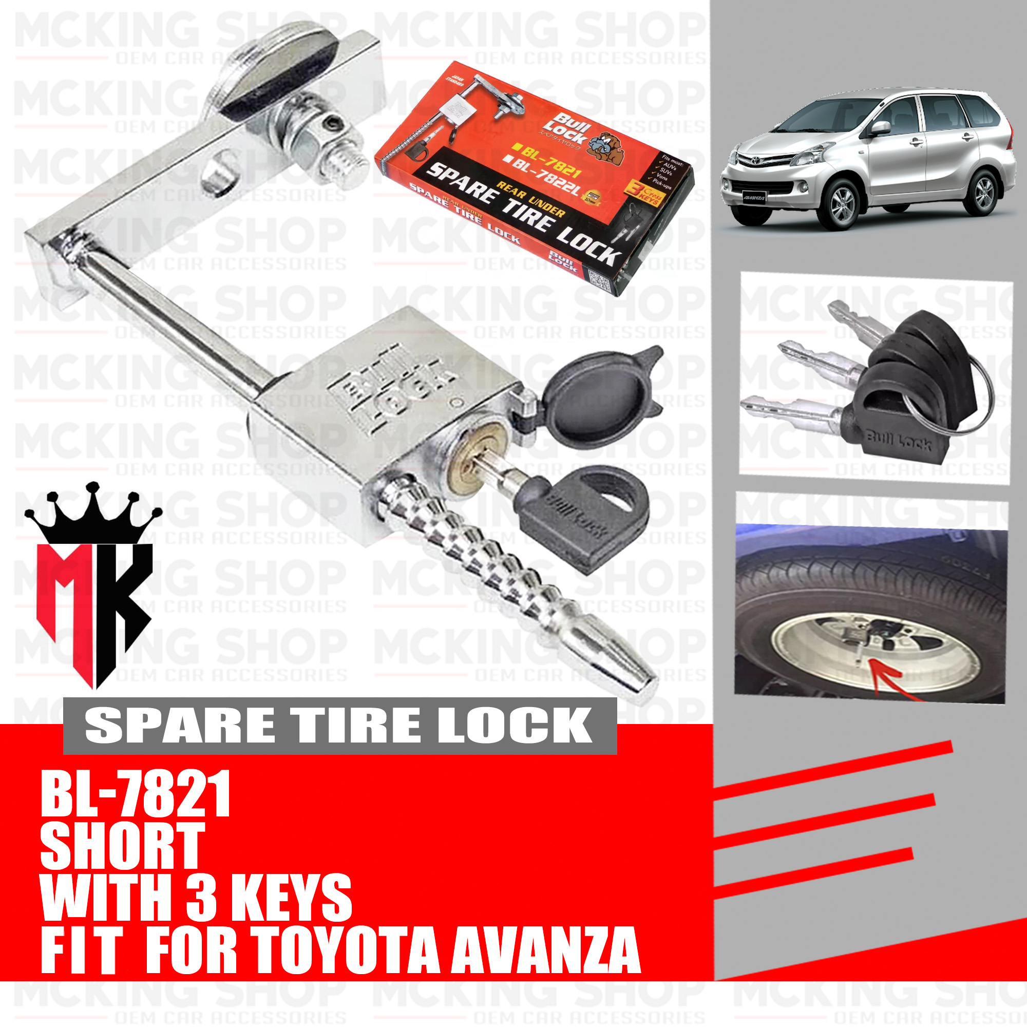 Spare Tire Lock Rear Under Anti Theft with 3 keys BL-7821 (For Toyota ...