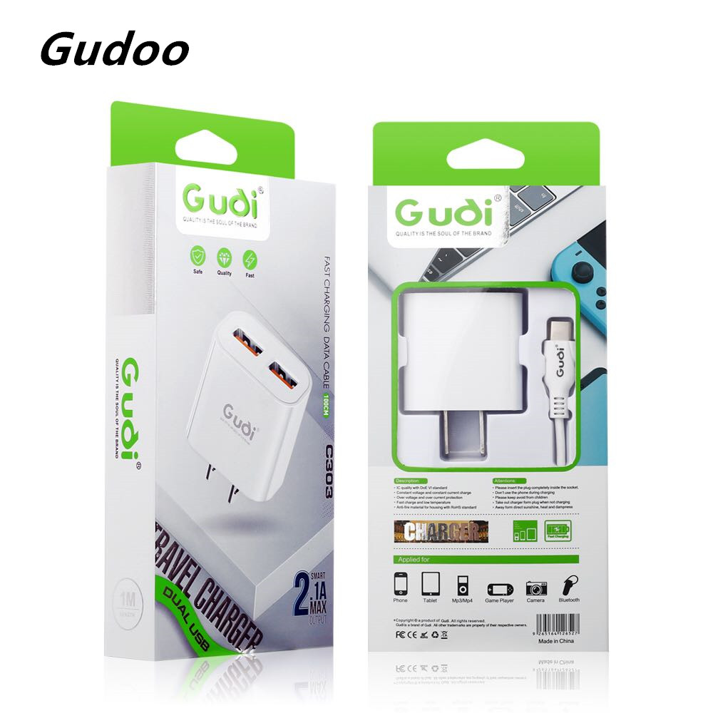 Gudoo Original Gudi 2.1A Quality Dual USB Fast Charger Adapter Charging ...