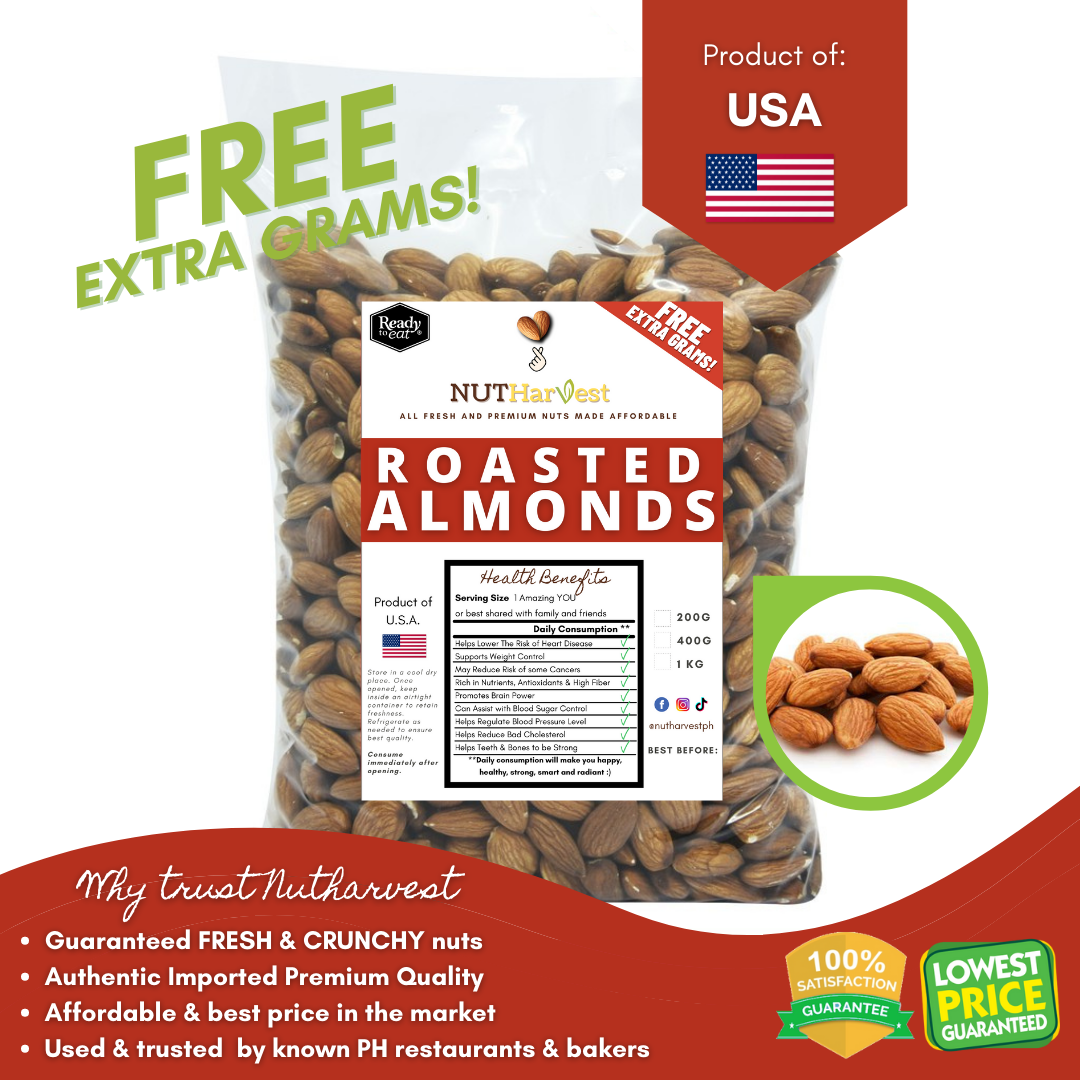 US IMPORTED ALMONDS ROASTED PREMIUM QUALITY (400g/800g) by NUTHarvest ...