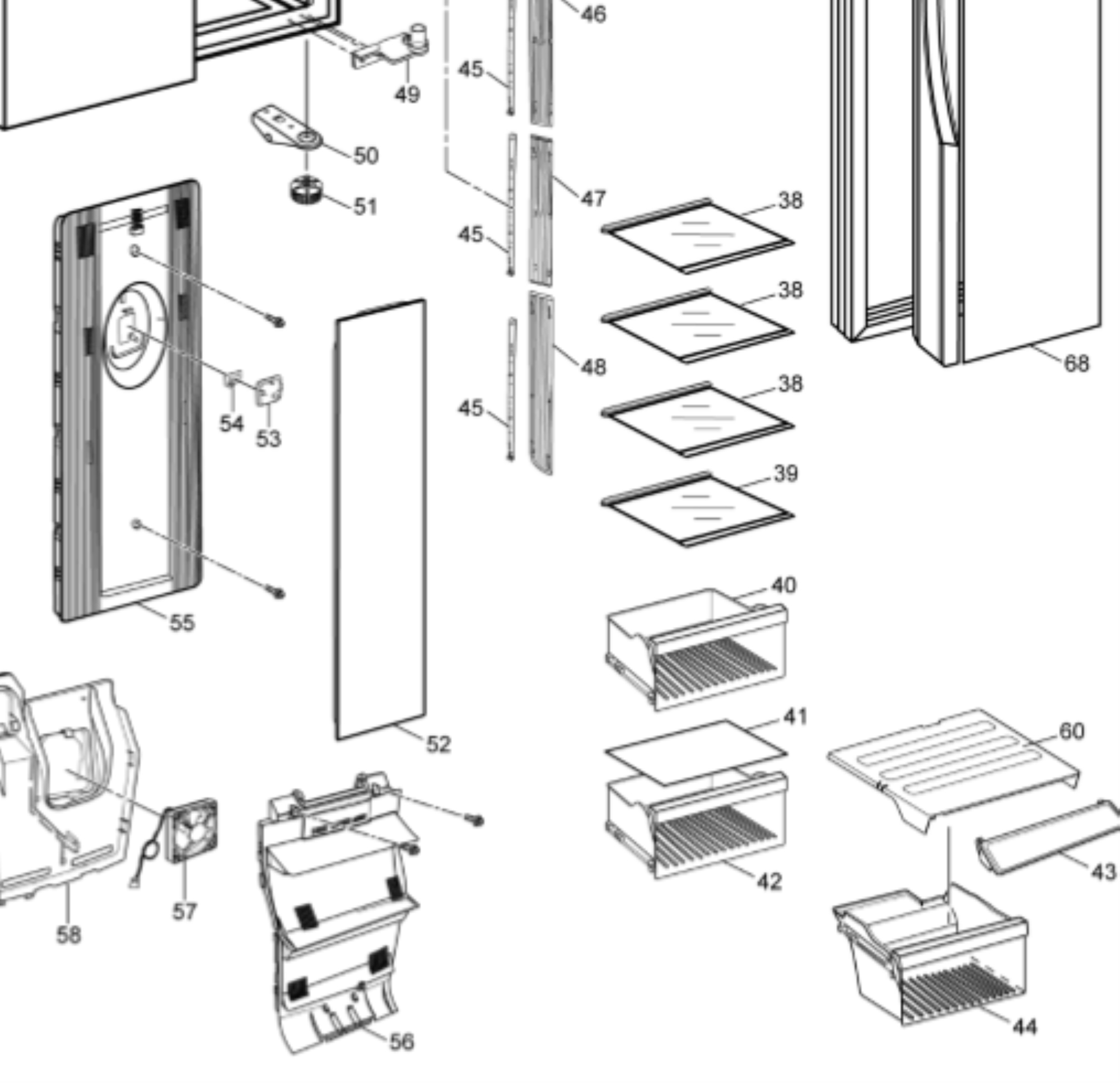 Panasonic original Panasonic refrigerator NR-W56S1 W56G1 W56SD1 drawer ...