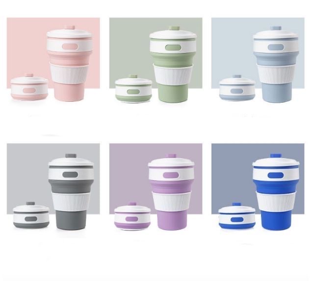 Coffee Cup Silicone Folding Retractable Mug Cup Collapsible 350ML ...