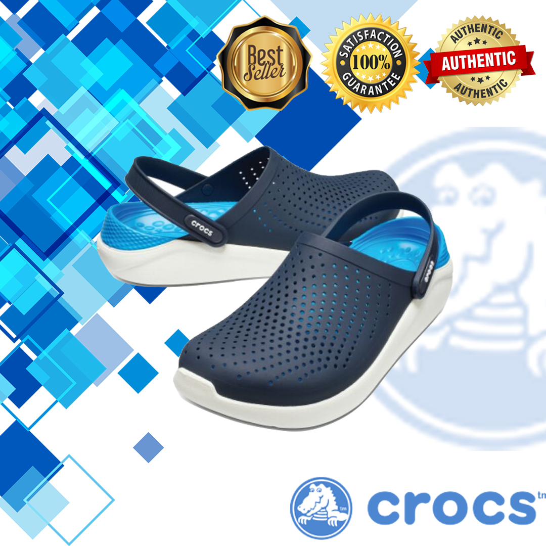 ORIGINAL CROCS LITERIDE GRAY NEON CLOGS SANDALS SUMMER SLIPPER CASUAL BEACH SHOES FOR MEN AND ...