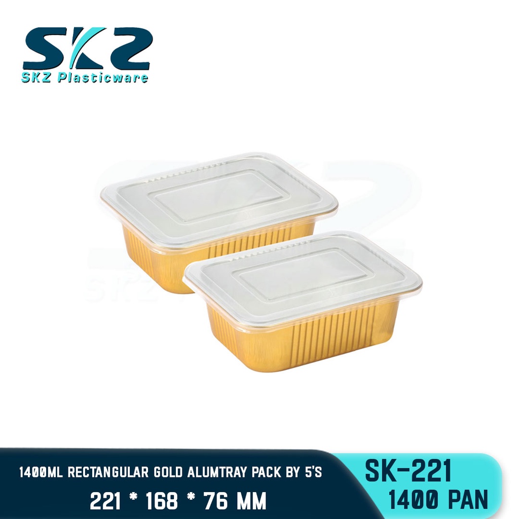 SKZ RECTANGULAR GOLD ALUMINUM TRAY [SK-221 1400ml] ENVIRONMENTAL ...