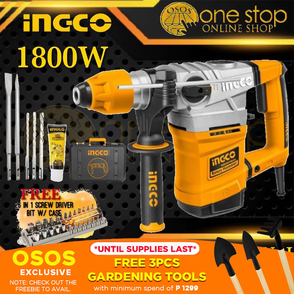 Ingco Rotary Hammer/CHIPPING GUN 1800w RH18008 with FREE 28IN1 ...