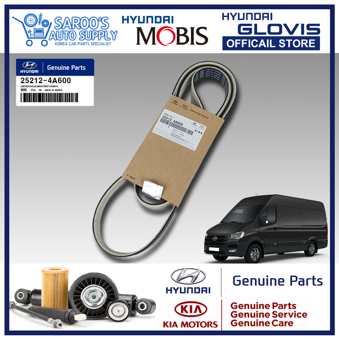 [Genuine] Drive Belt / V-Belt / Fan Belt For Hyundai H350 , Original ...