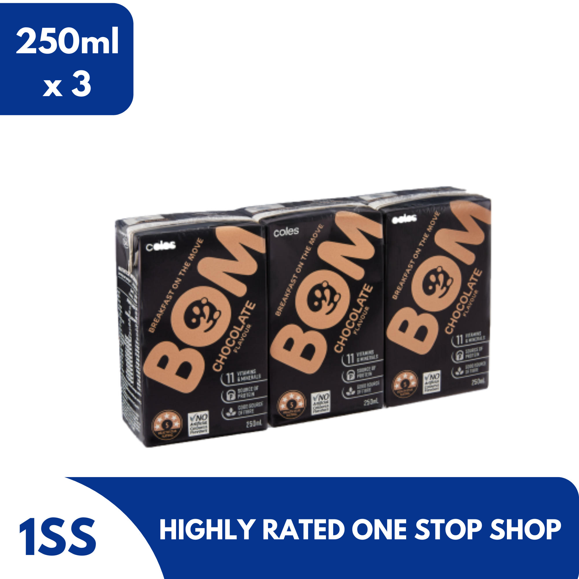 Coles BOM Chocolate Flavour Liquid Breakfast, 250ml set of 3 | Lazada PH