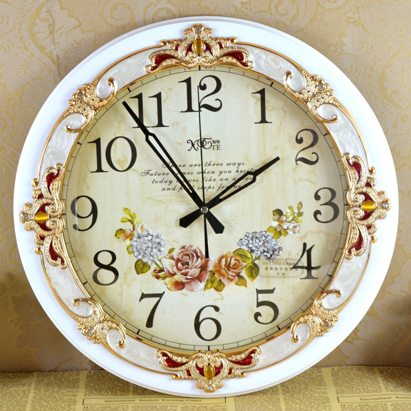 European Style Quartz Clock Living Room Wall Clock Home Retro Mute ...