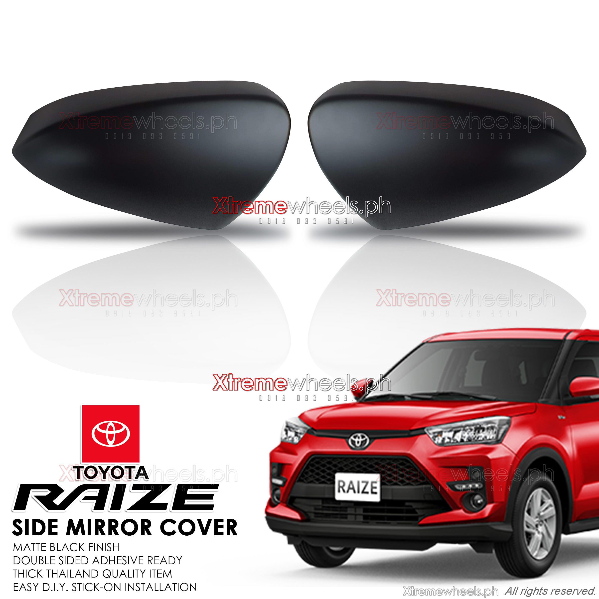 Toyota Raize 2022 to 2024 Thick 2pcs Side mirror Cover Matte Black ...