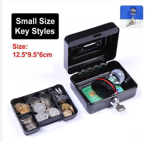 Money Safe Box Lockable Cash Box With KeyPortable Steel Small Safety ...