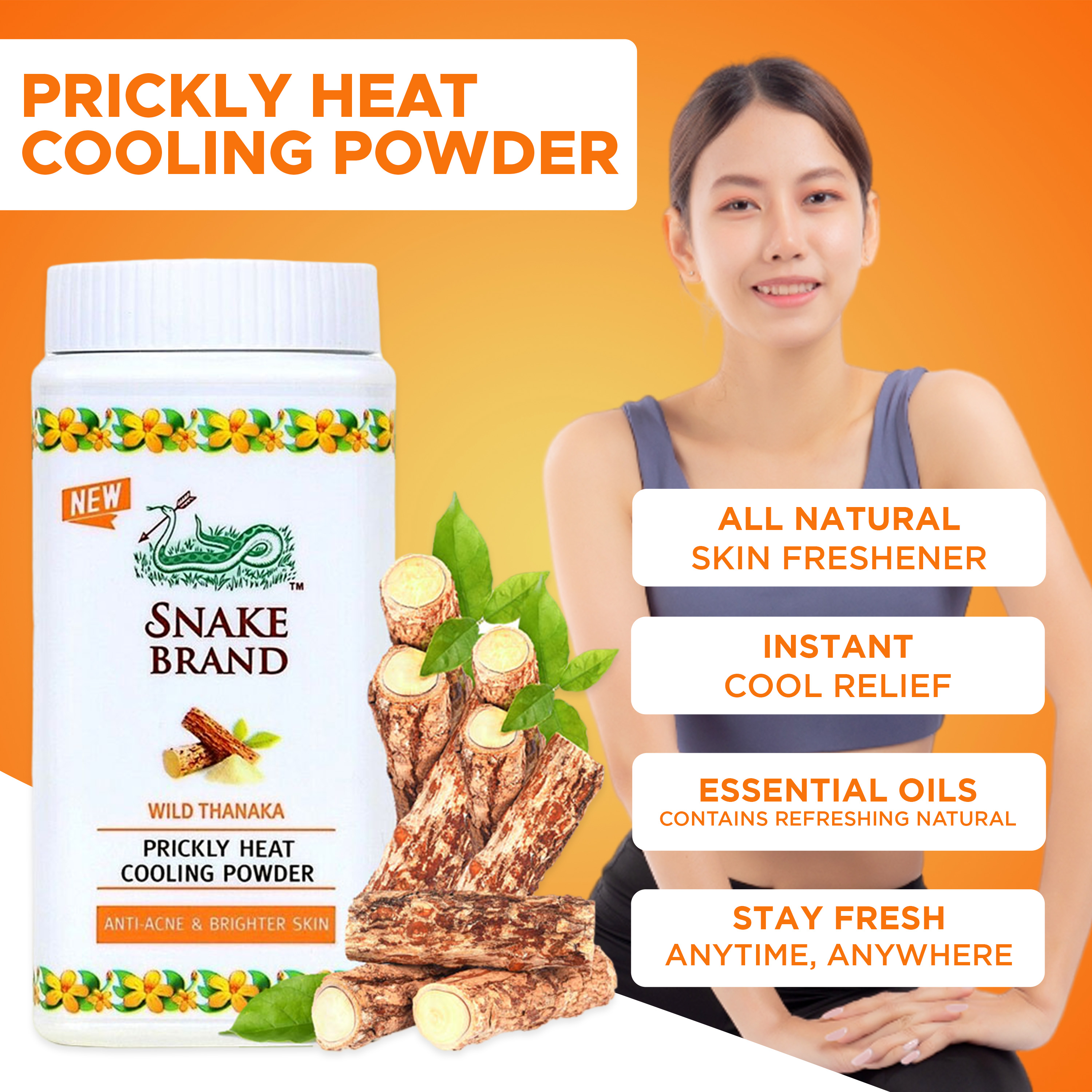 Precious Snake Brand Prickly Heat Cooling Powder Classic & Relaxing 50g ...