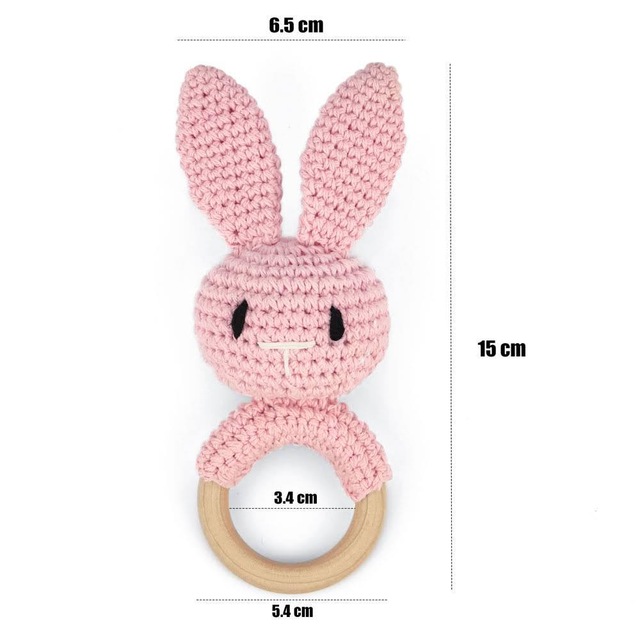 1pc Baby Teether Rabbit Giraffe Ring Wooden Babies Gym Music Rattles ...