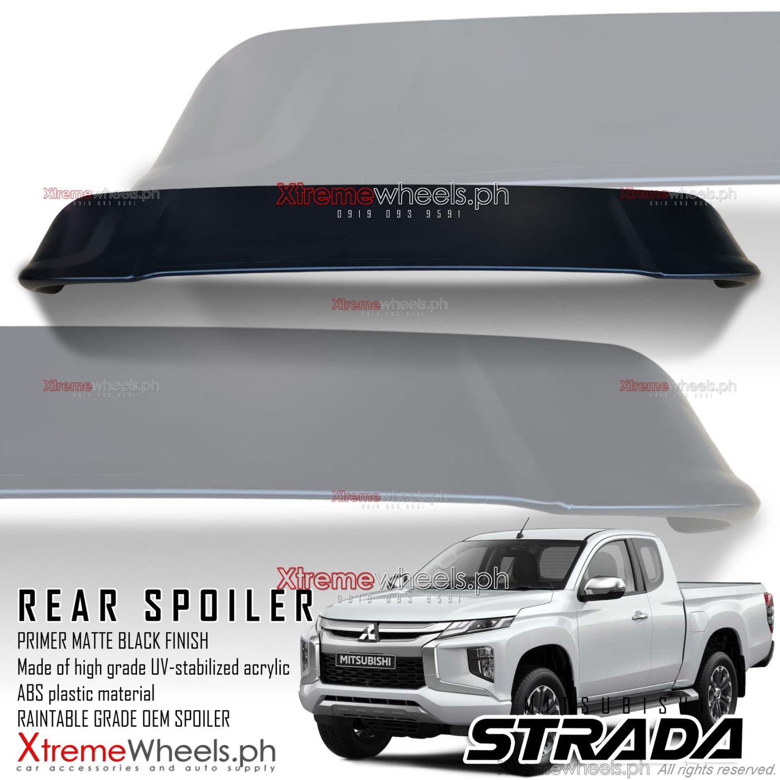 Mitsubishi Strada 2015-2023 Paintable Roof Rear Spoiler (WY058 ) With ...