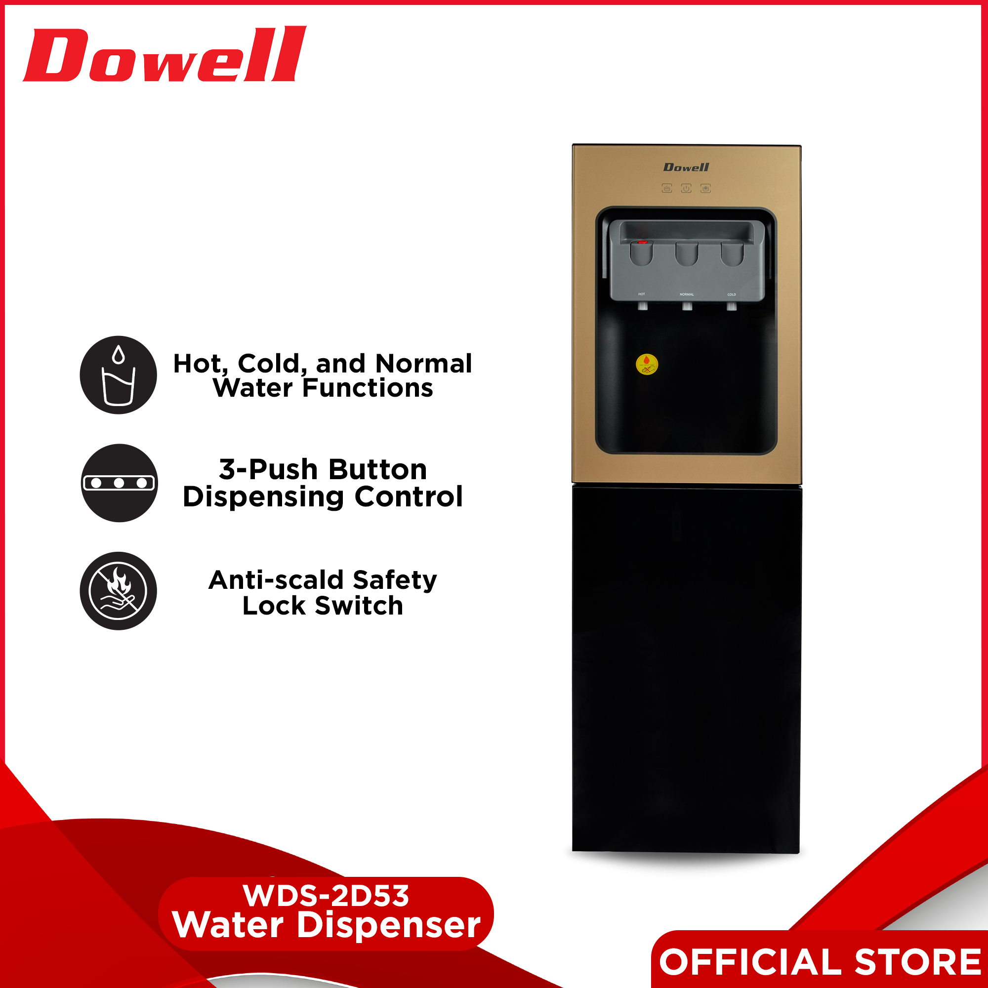 Dowell WDS-2D53 2-Door Hot and Cold Floor Stand Water Dispenser | Lazada PH