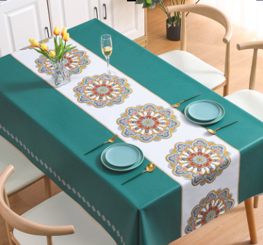 Mantel/Tablecloth Pvc Waterproof Antifouling Cover Outdoor Dining Table ...