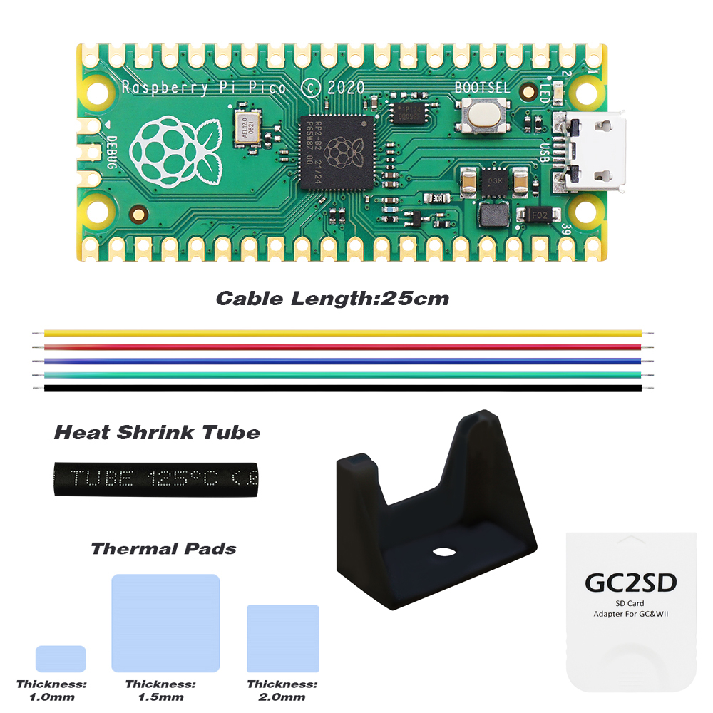 Raspberry Picoboot Pi Pico Board IPL Replacement Modchip and SD2SP2 Adapter GC2SD Card Reader ...