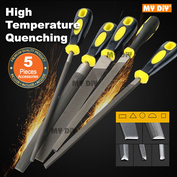 5PC 8” STEEL FILE HIGH CARBON METAL FILE IRON STEEL RASP FILES ...