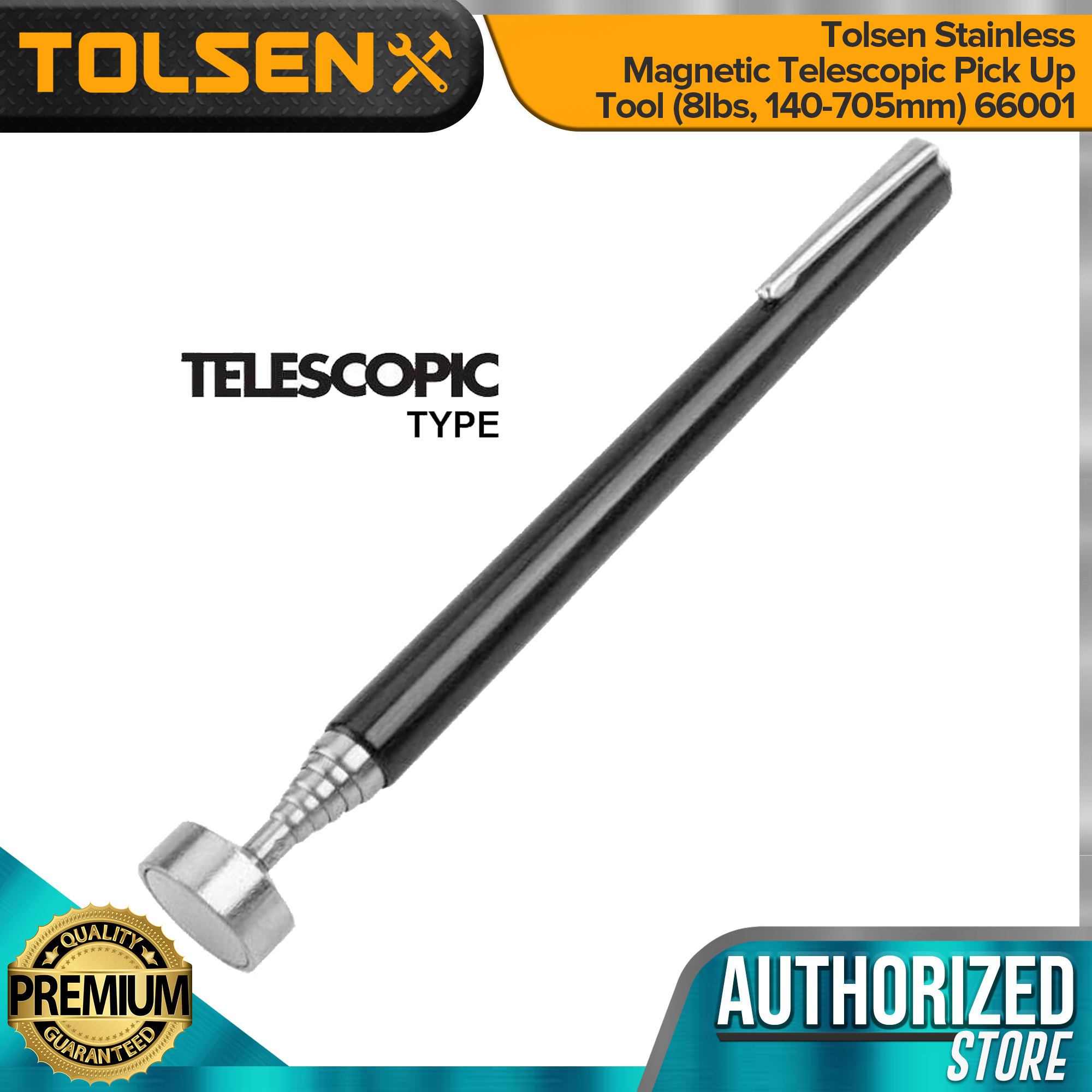 Tolsen Stainless Magnetic Telescopic Pick Up Tool (8lbs, 140-705mm ...
