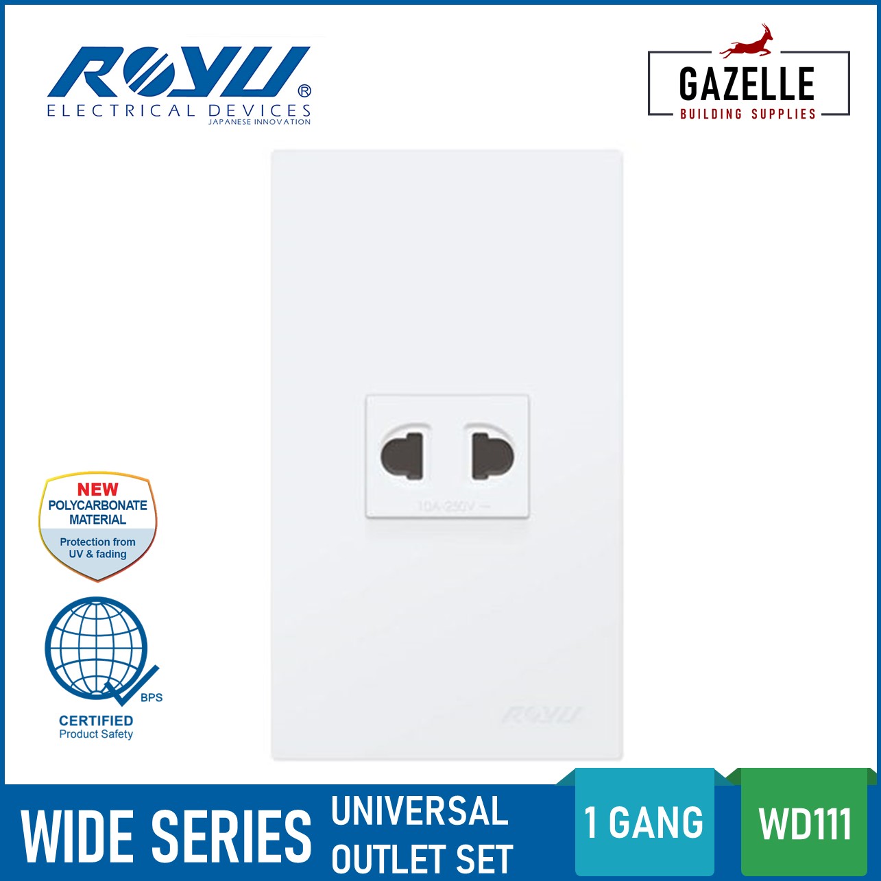 Royu Wide Series Universal Outlet Set - 1 Gang WD111 | Lazada PH