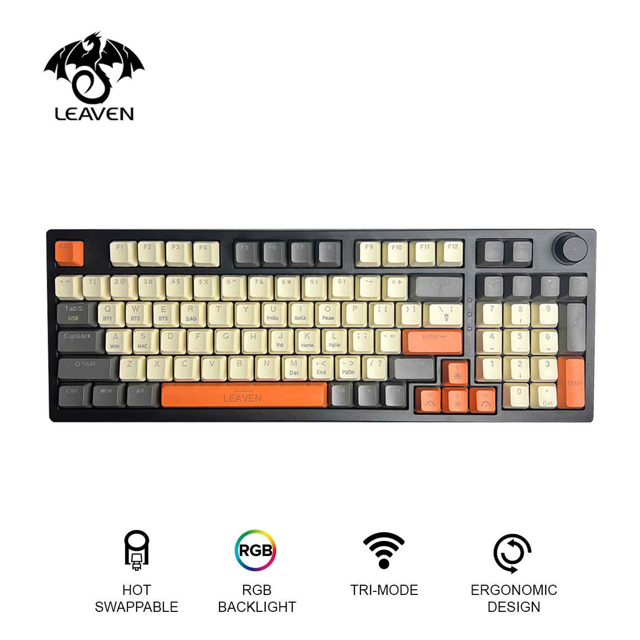 Leaven H96 Tri-Mode 96-Key RGB Backlight Wireless Mechanical Hot-Swappable Keyboard | Lazada PH