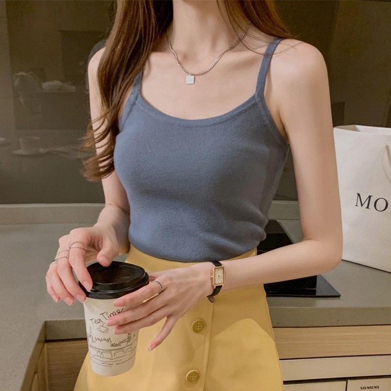 Women's Strap Spaghetti Sando Cotton Tanks Tops 6Colors Sexy Tops Free ...