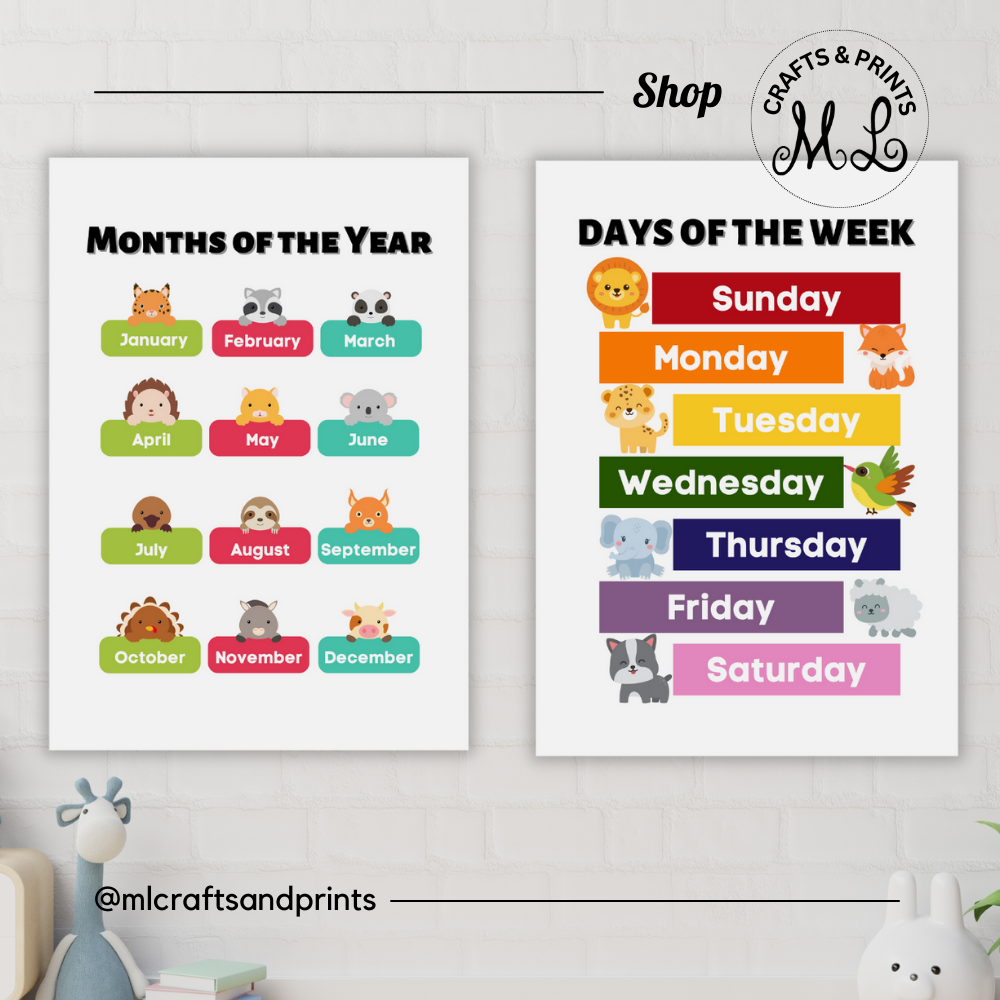 Educational Laminated Chart Months of the Year / Days of the Week ...