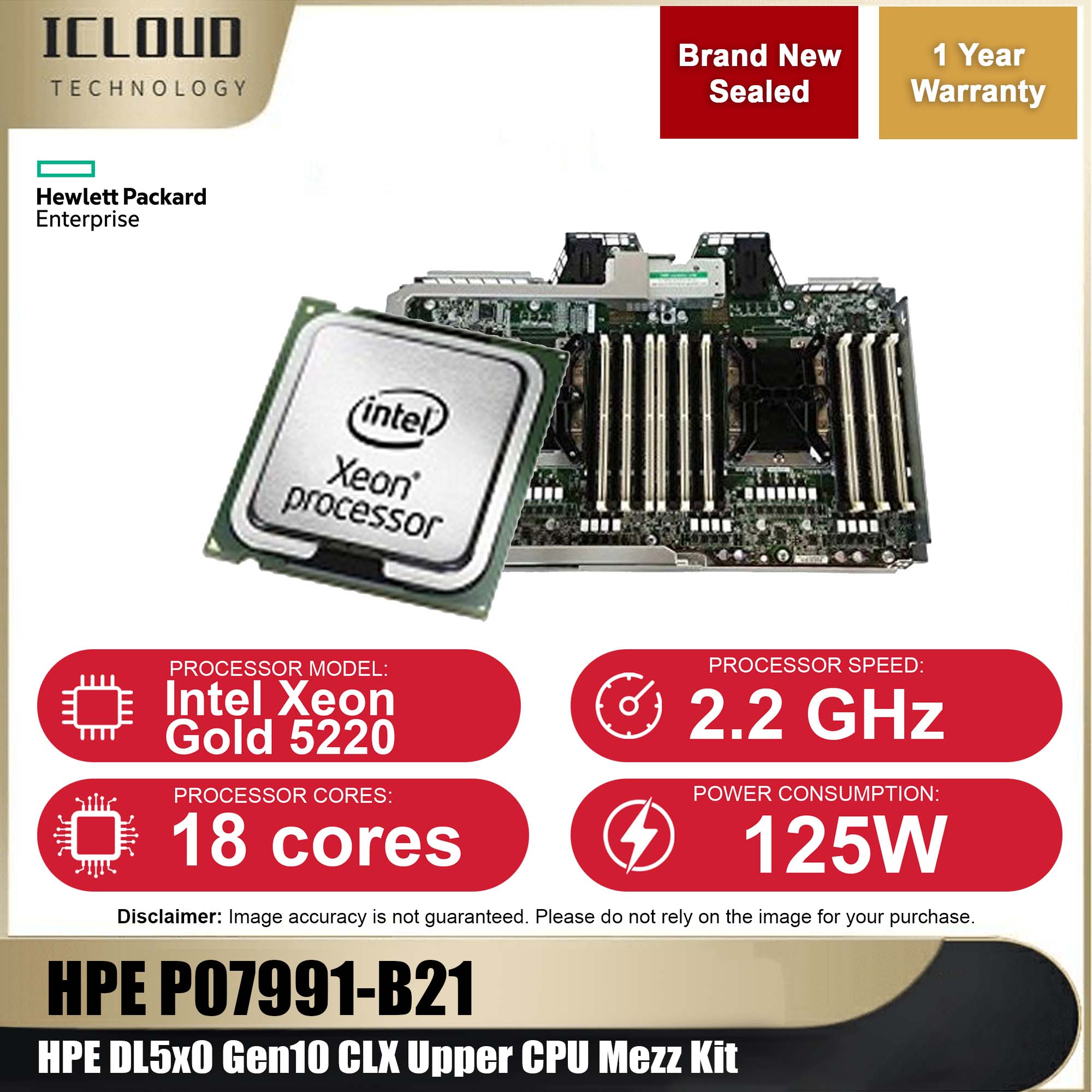 HPE DL5x0 Gen10 CLX Upper CPU Mezz Kit - P07991-B21│HPE DL5x0 Gen10 CPU Version 2 Mezzanine ...