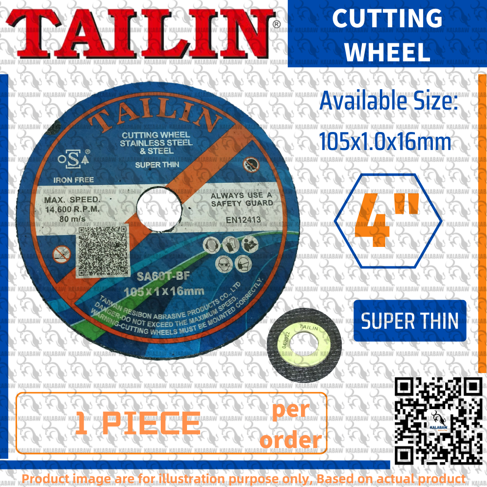 Tailin Cutting Wheel Disc 4Inch / 105 x 1 x 16mm Super Thin SA60T-BF ...