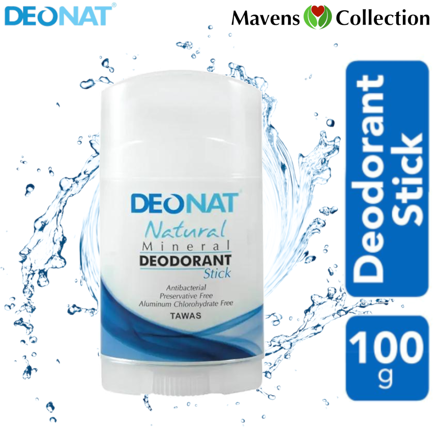 DEO NAT Natural Mineral Deodorant Stick 100g by MAVENS COLLECTION ...