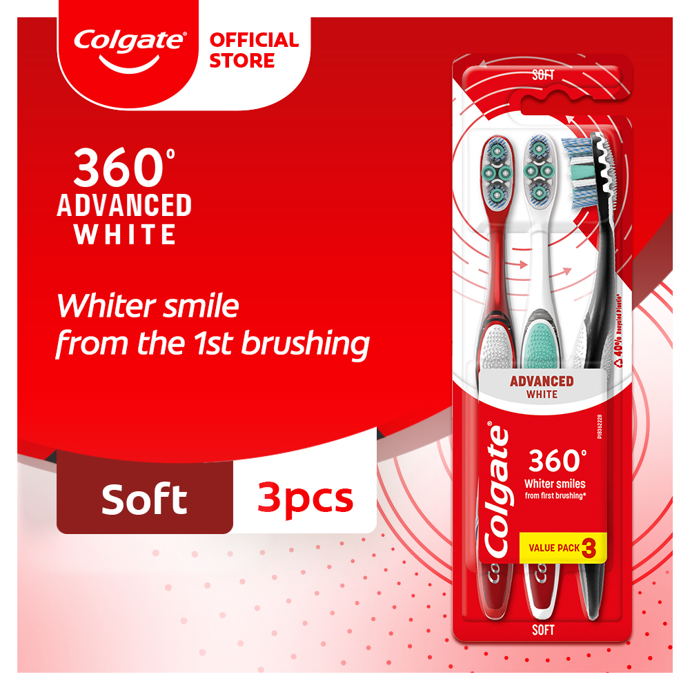 Colgate 360 Advanced White Toothbrush 3-pack (Soft) | Lazada PH