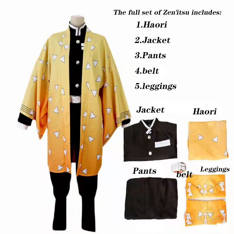 Demon Slayer Zen'itsu Costume Anime Demon Slayer Cosplay Tanjirou ...
