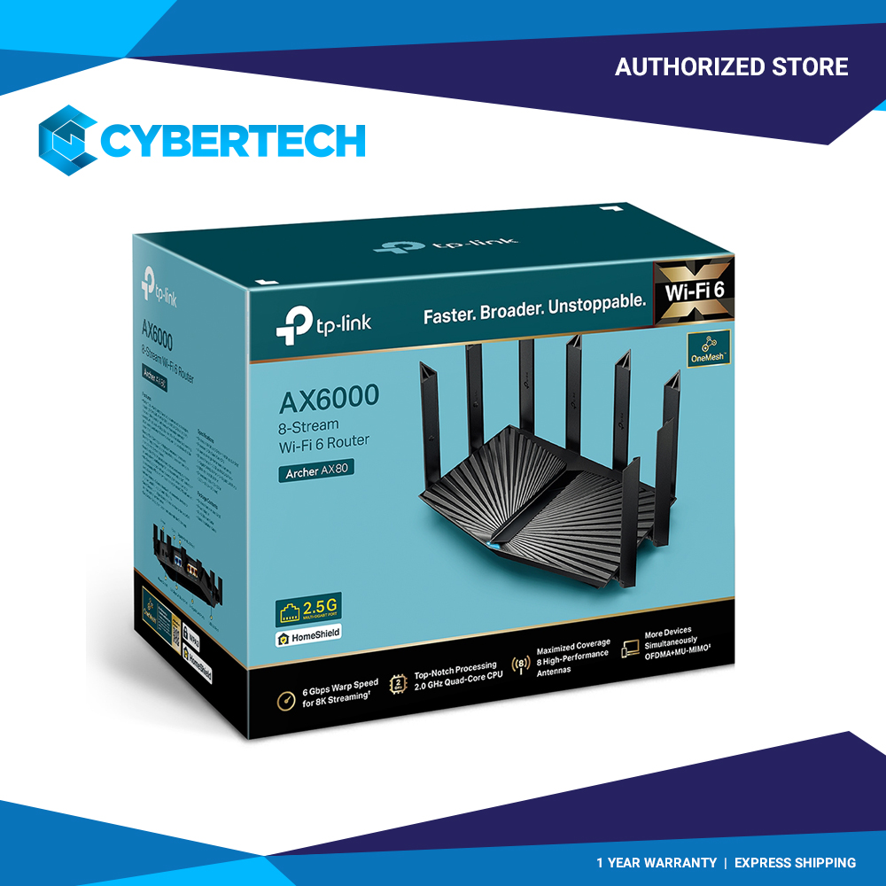 Tp-Link Archer AX80 AX6000 8-Stream Wi-Fi 6 Router with 2.5G Port ...