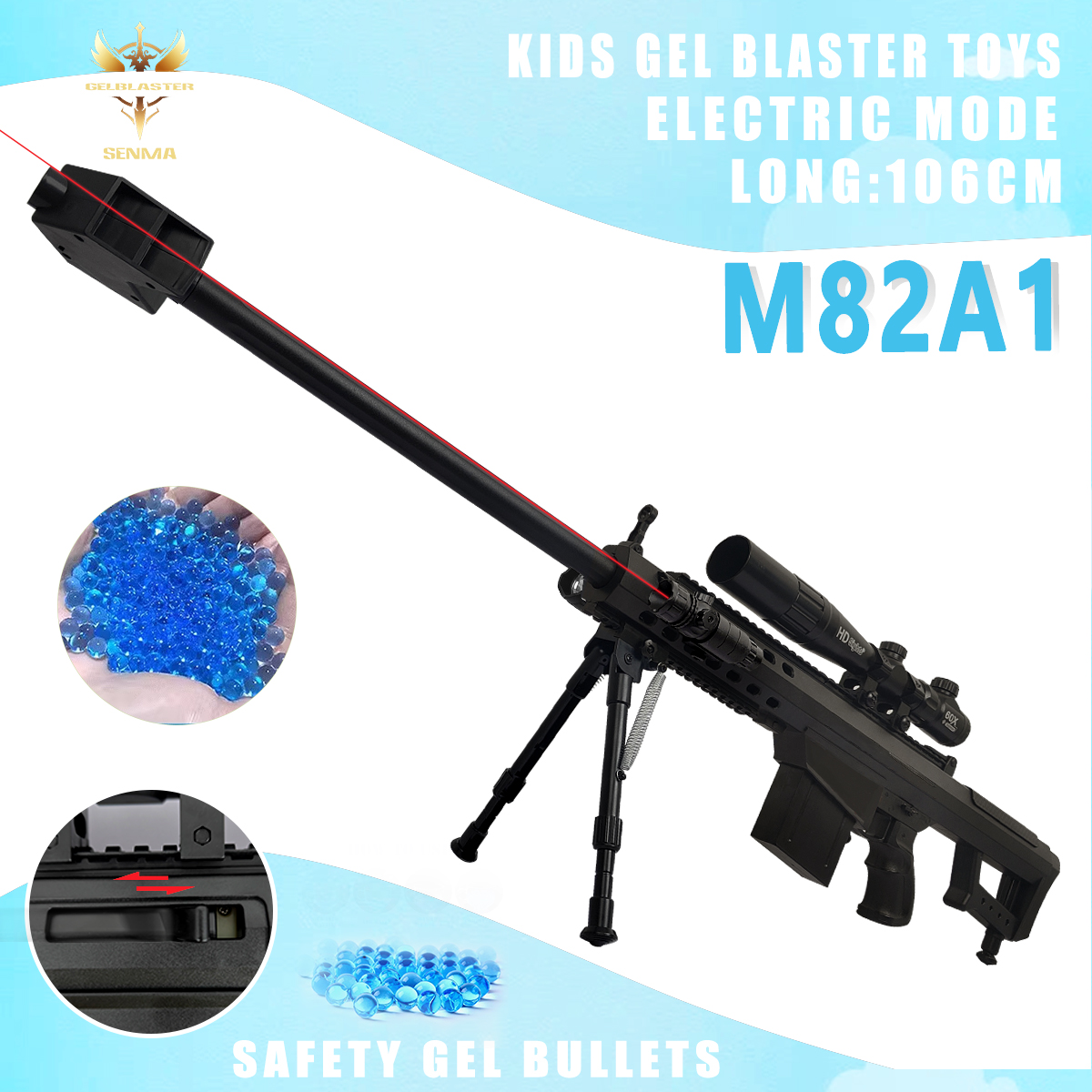 Barrett Sniper rifle Blowback Gel Blaster Toy Automatic+Manually Two ...