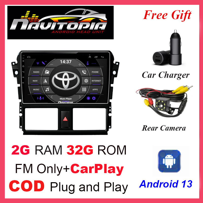 NAVITOPIA Android 13 Car Radio Stereo Receivers for Toyota Vios 2014 ...