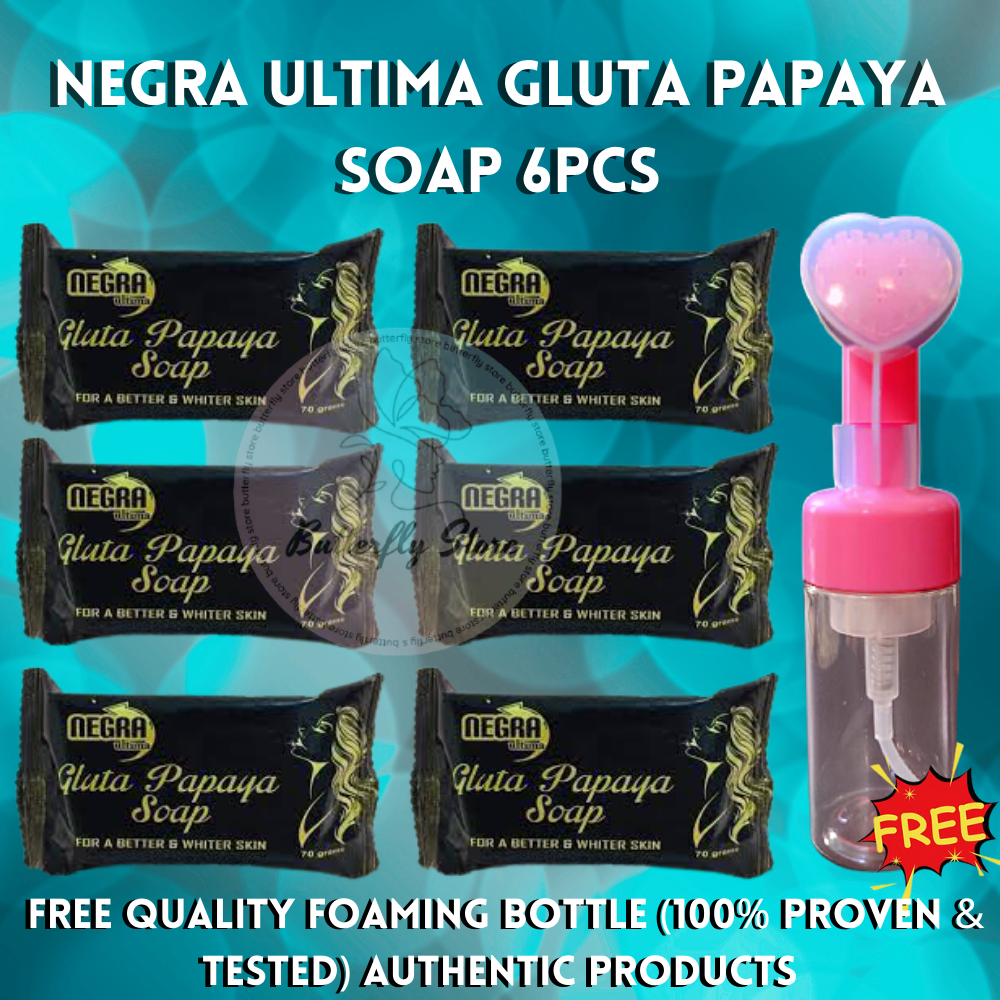 Negra Ultima Gluta Papaya Soap 6pcs / FREE Quality Foaming Bottle (100% ...