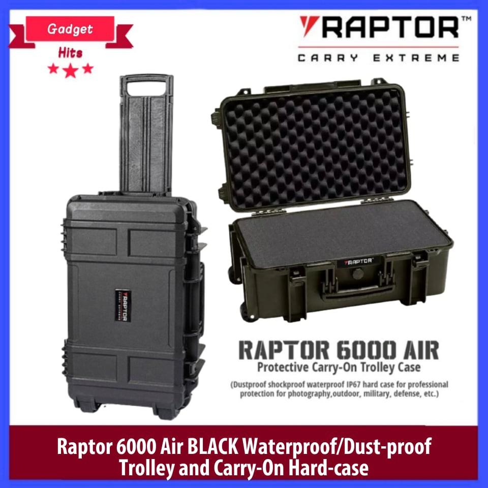Raptor 6000 BLACK Air Waterproof/Dust-proof Trolley & Carry-On Hard ...