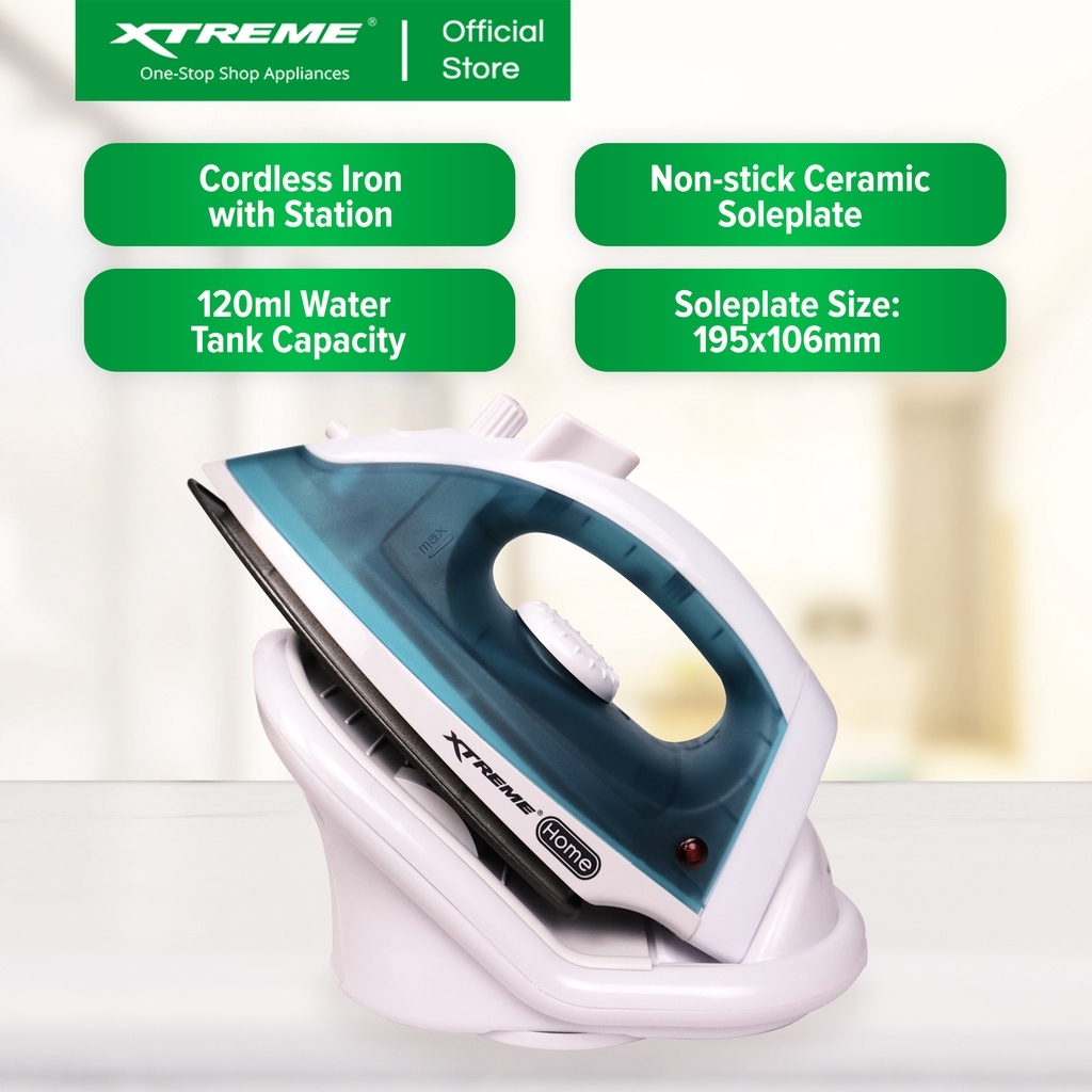 ∈☞ XTREME HOME Cordless Steam Iron with Spray Ceramic Soleplate ...