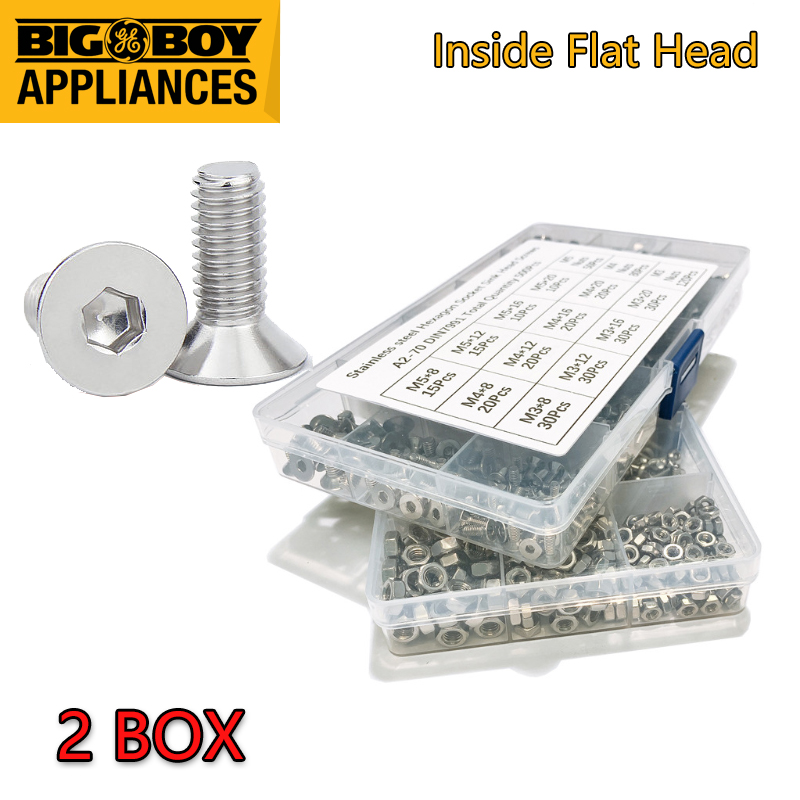 500pcs Inside Flat Head Round Pan Head M3 M4 M5 Screw Set 304 500pcs Inside Flat Head Round Pan Head M3 M4 M5 Screw Set 304