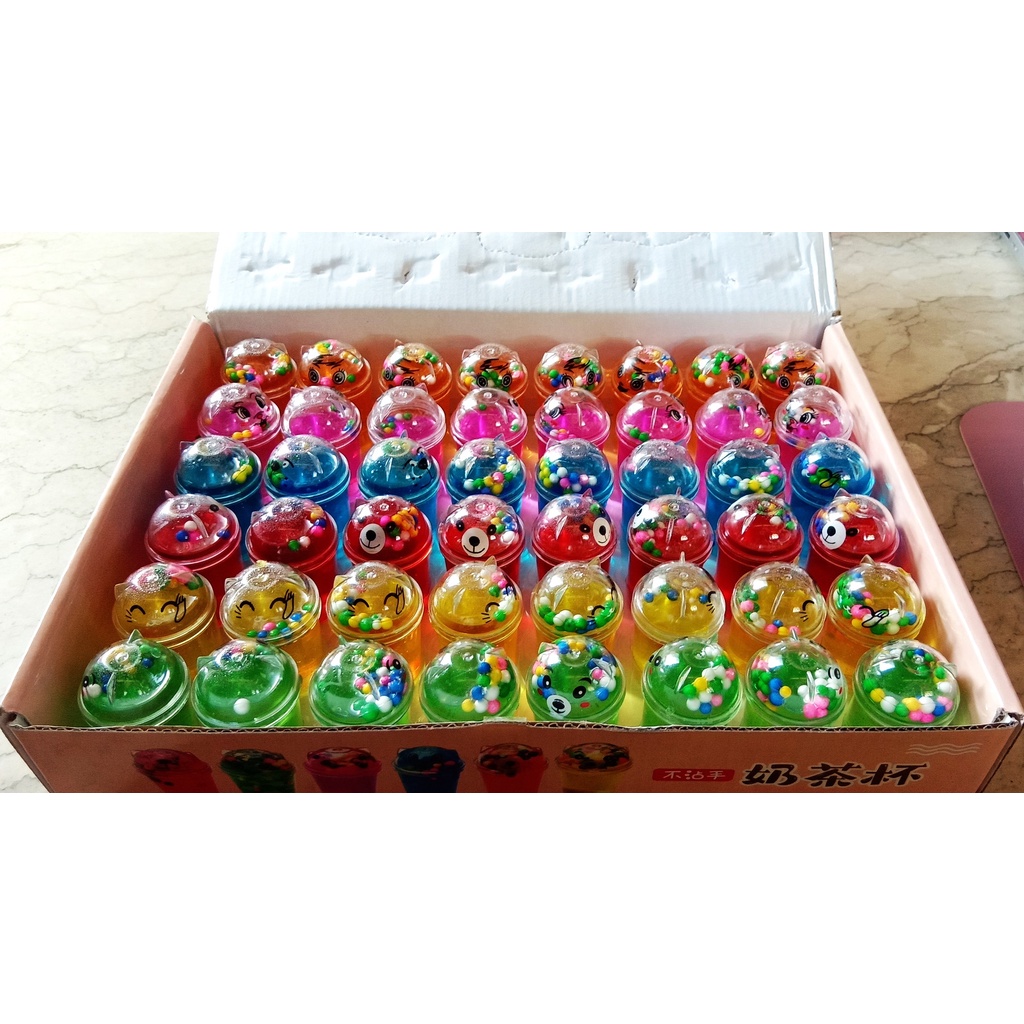 ♘48 PIECES MILK TEA CUP CRYSTAL MUD SLIME TINDAHAN SARI SARI STORE ...