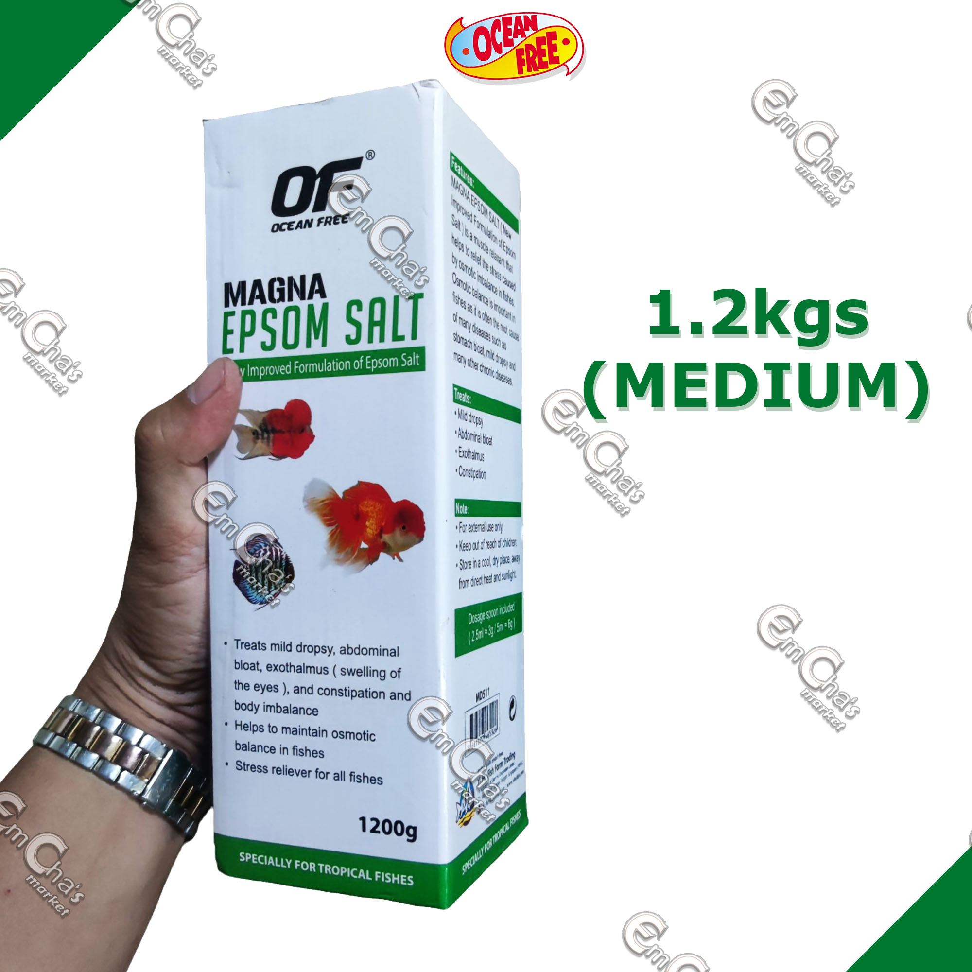 Ocean-Free Magna Epsom Salt (GREEN PACK)(CHOOSE SIZES) For Arowana and ...